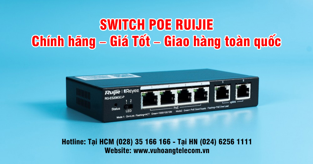Bán bộ chia mạng Switch PoE RUIJIE giá rẻ - Mới nhất năm 2024